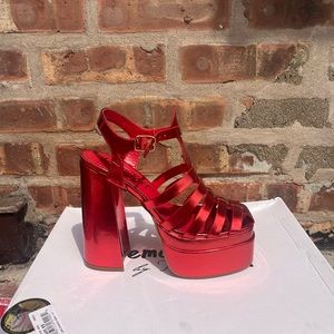 Dolls Kill | Shoes | Dolls Kill Red Metallic Tacy Platform Sandals ...